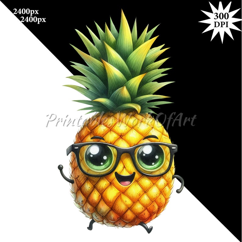 10 Running Pineapple Watercolor PNG Clipart, High Quality Transparent ...