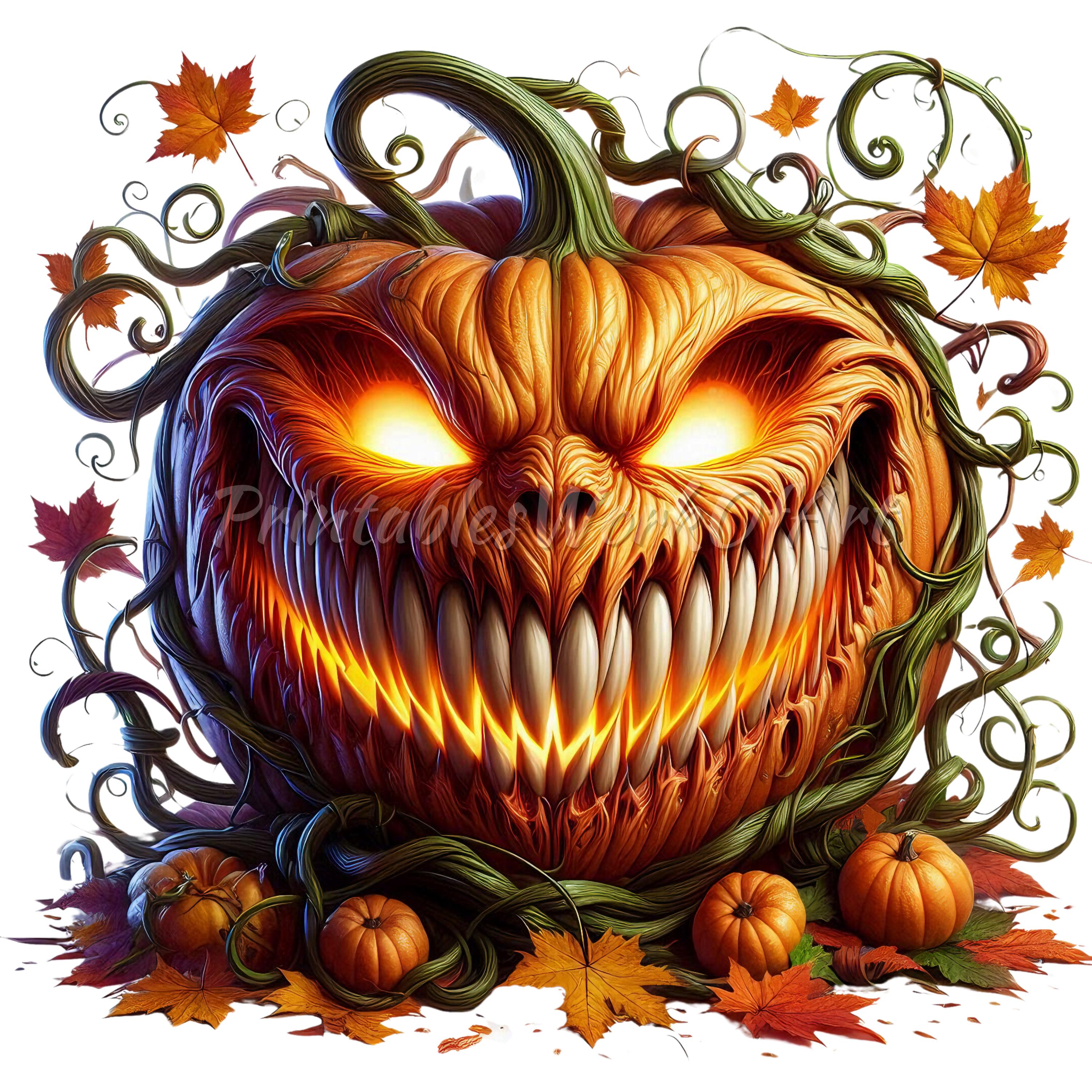 Evil Pumpkin Monster Clipart Bundle - Terrifying Jack O' Lanterns ...