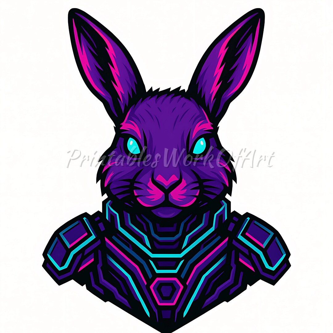 Cyberpunk Rabbit PNG | Neon Futuristic Animal Art | 4096x4096 ...