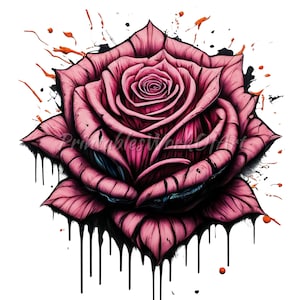Graffiti Pink Roses Art Clipart – 10 High Quality Jpgs for Scrapbooks ...