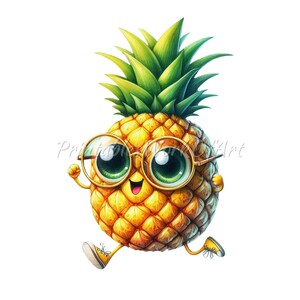 10 Running Pineapple Watercolor PNG Clipart, High Quality Transparent ...