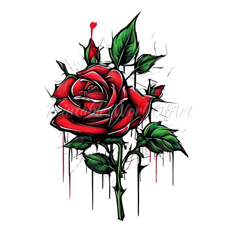 Graffiti Red Roses Art Clipart – 10 High Quality Jpgs for Scrapbooks ...