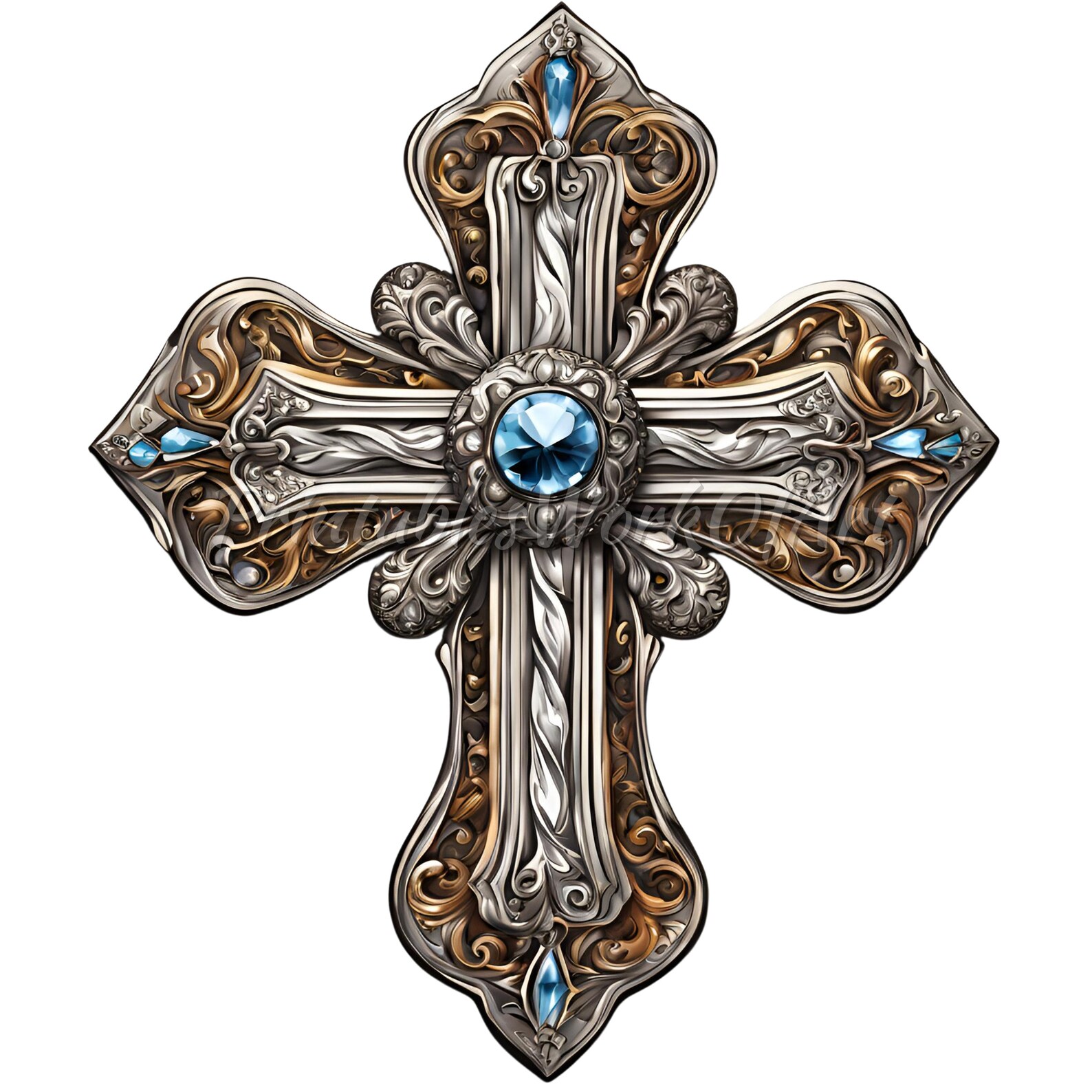 Gemstone Cross Designs: Printable PNG Clipart, Commercial Use (digital ...