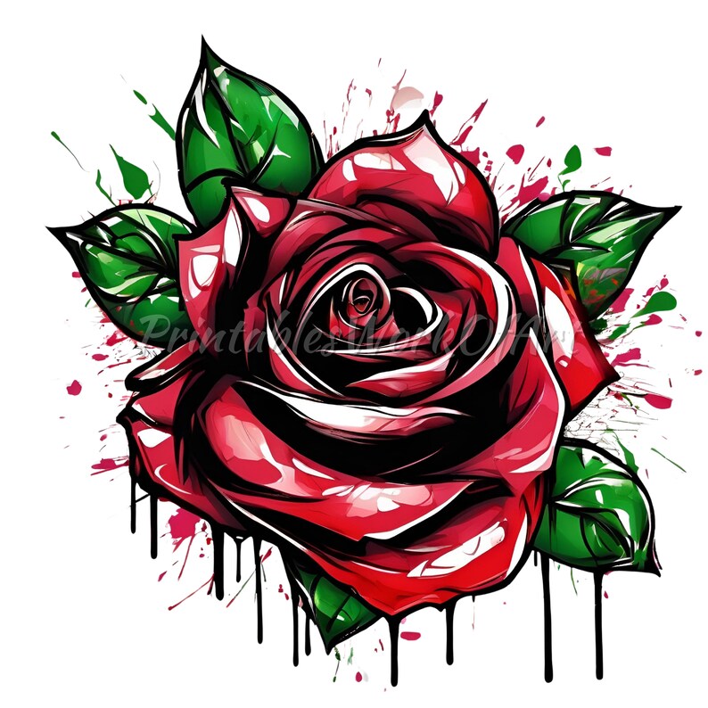 Graffiti Red Roses Art Clipart – 13 High Quality Jpgs for Scrapbooks ...