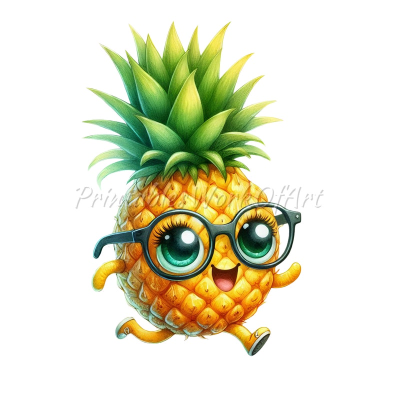 10 Running Pineapple Watercolor PNG Clipart, High Quality Transparent ...