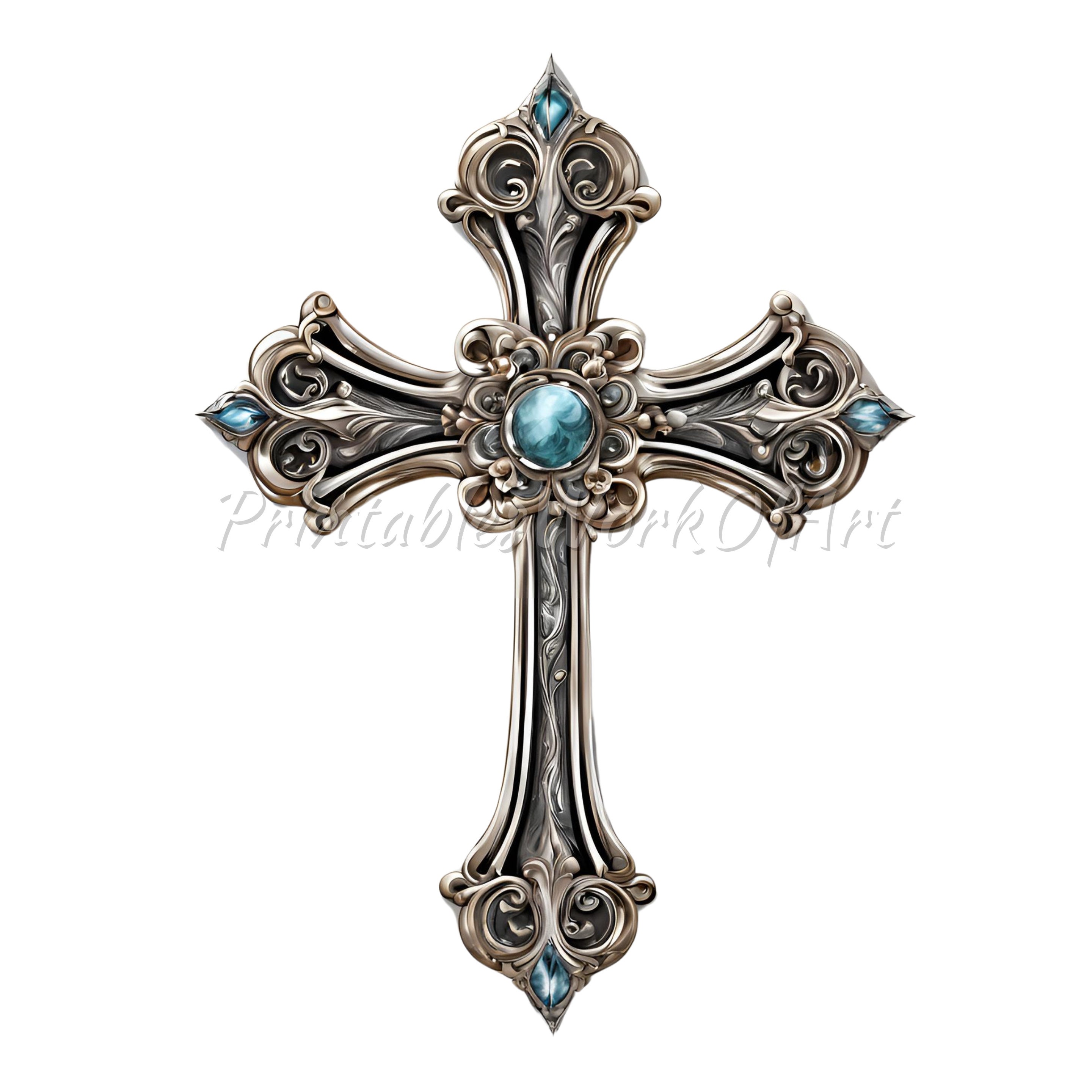 Gemstone Cross Designs: Printable PNG Clipart, Commercial Use (digital ...