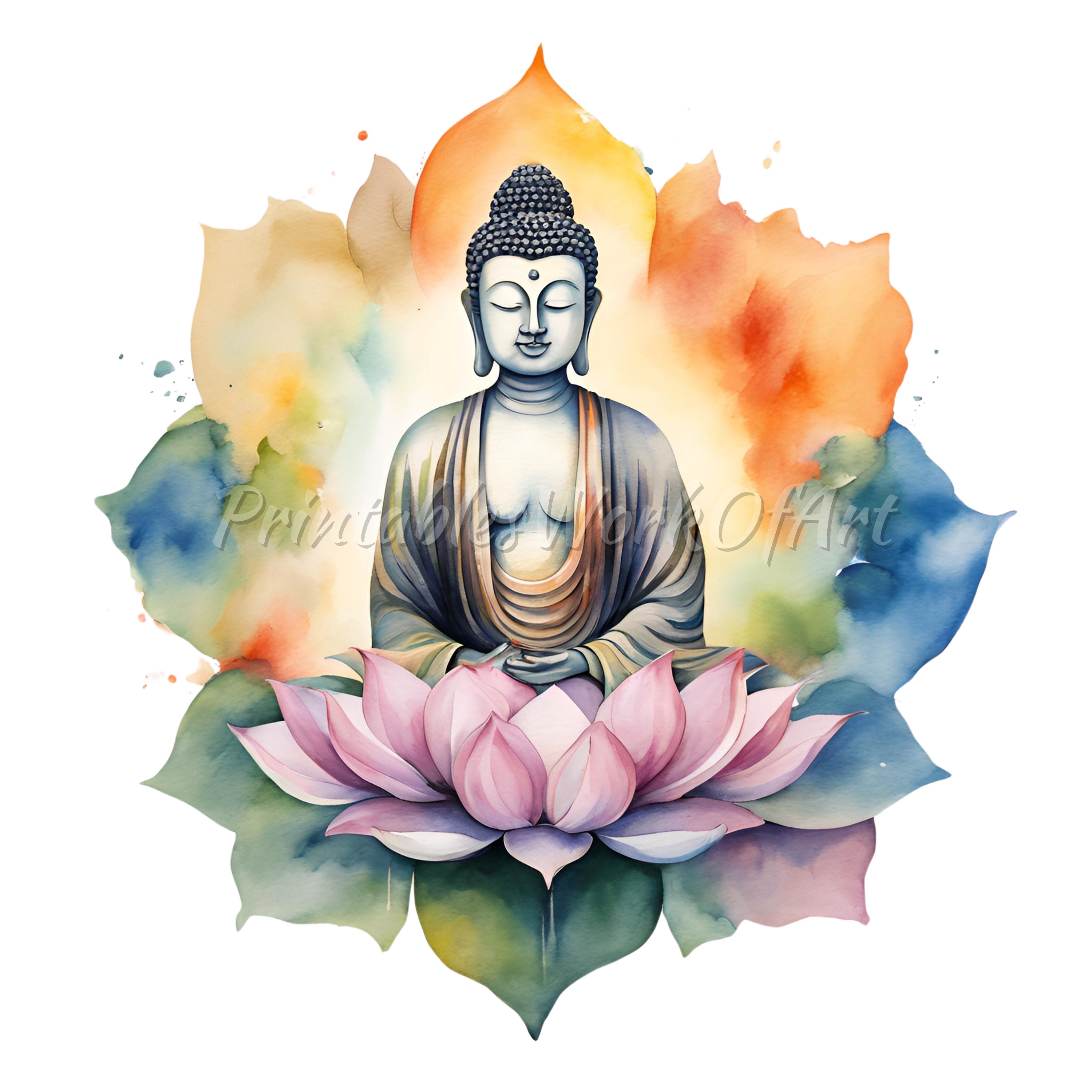 Buddha Watercolor Designs - Printable Art Collection, 10 High-quality ...
