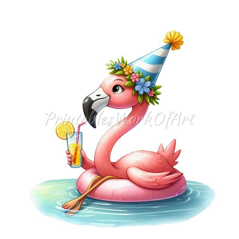 Watercolor Cute Flamingo Clipart, Beach Flamingo Nursery, Pink Tropical ...