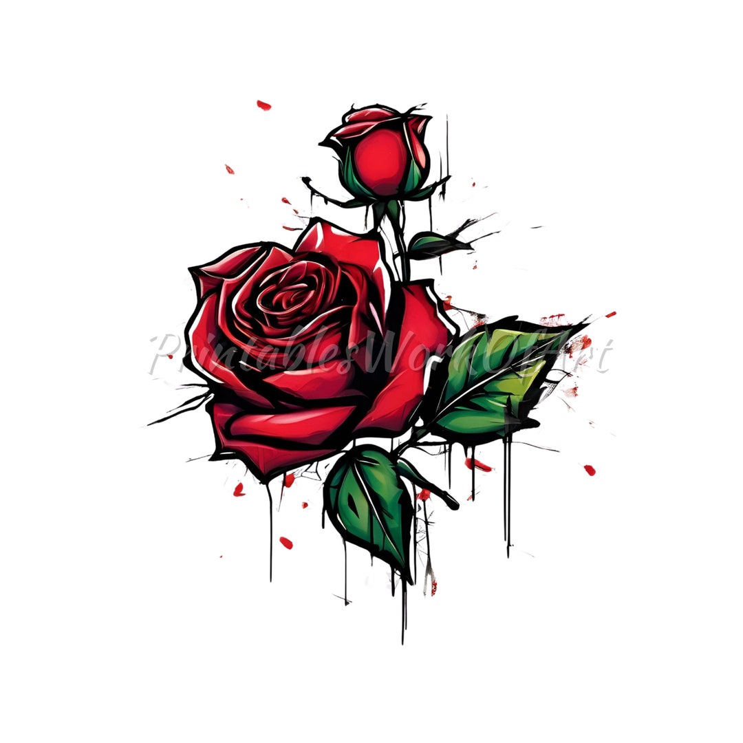 Graffiti Red Roses Art Clipart – 10 High Quality Jpgs for Scrapbooks ...