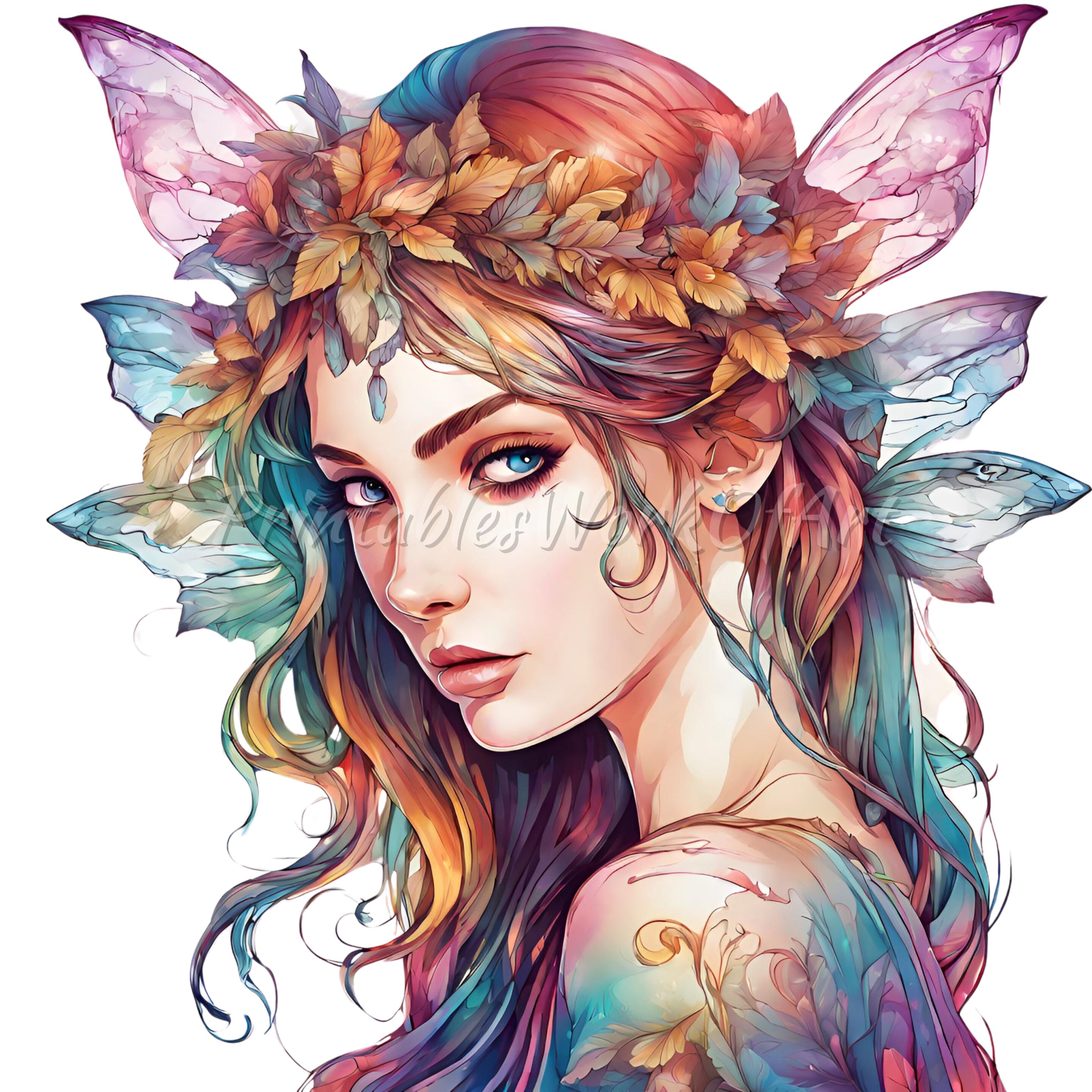 Printable Watercolor Fairies Clipart High Quality PNG, Digital Download ...