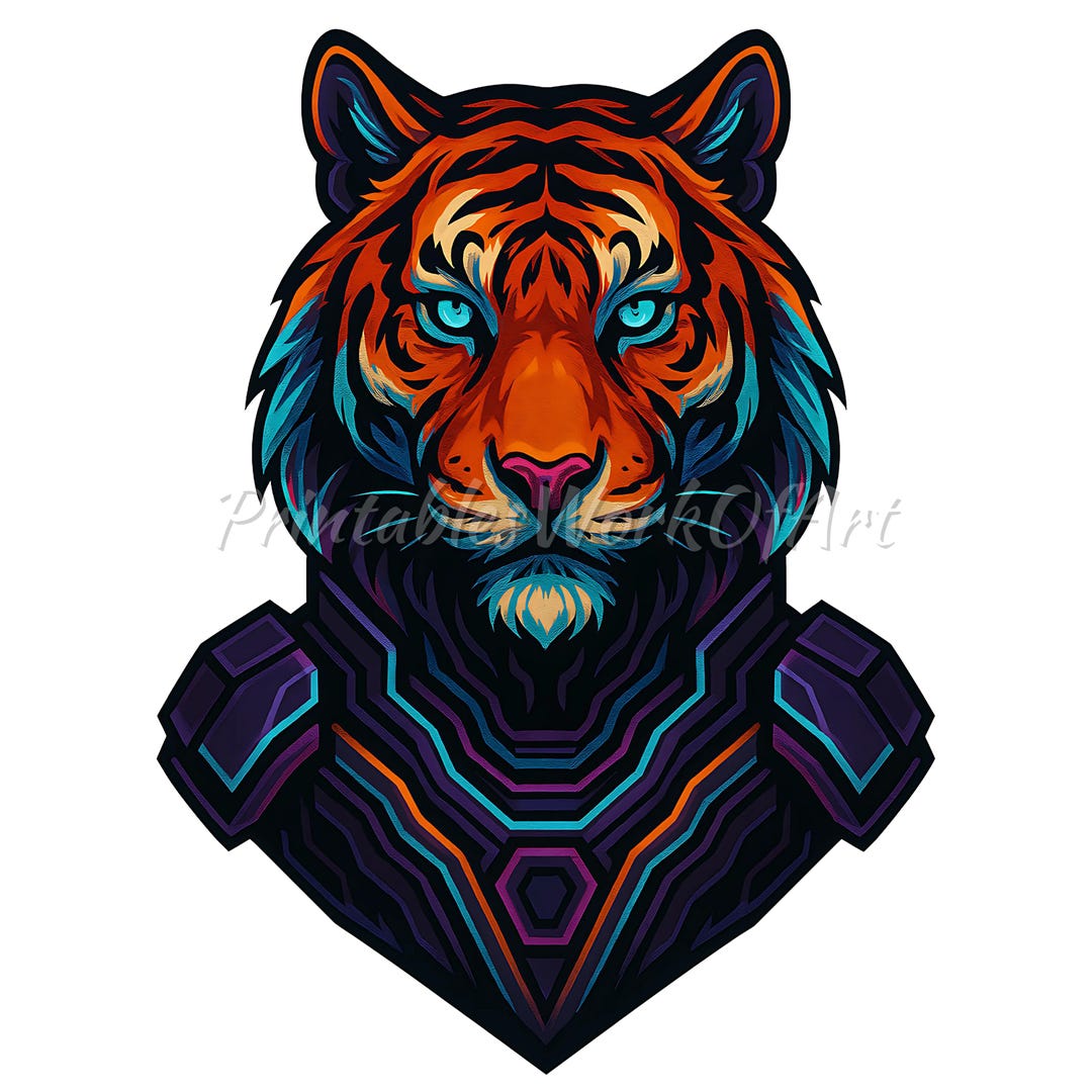 Cyberpunk Tiger PNG | Neon Futuristic Animal Art | 4096x4096 ...