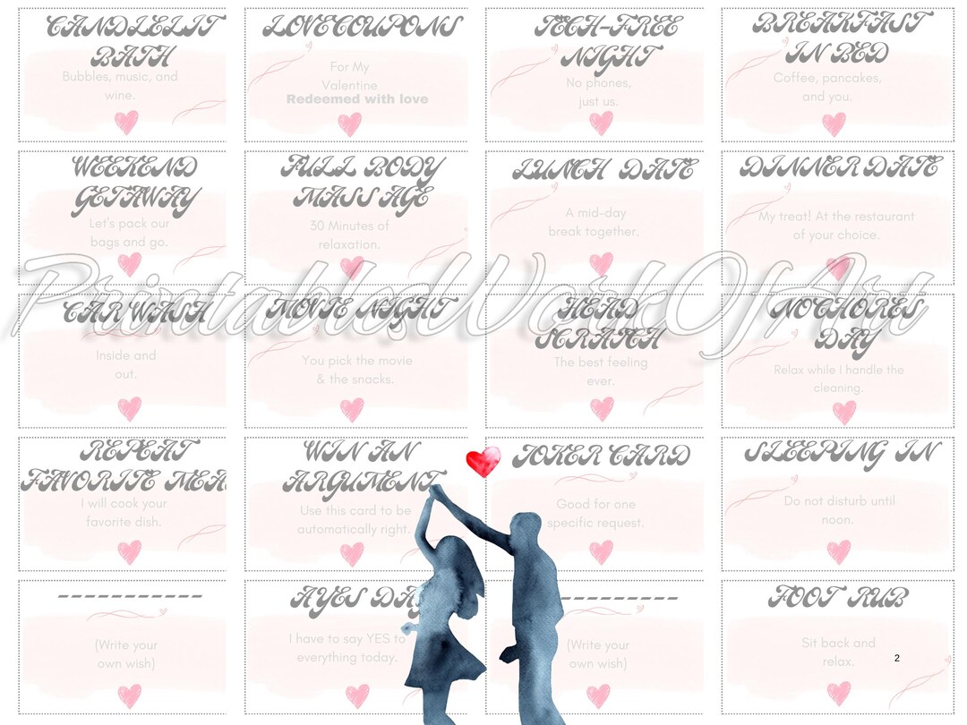 Printable Love Coupon Book, Valentine's Day Gift for Him, Boyfriend ...