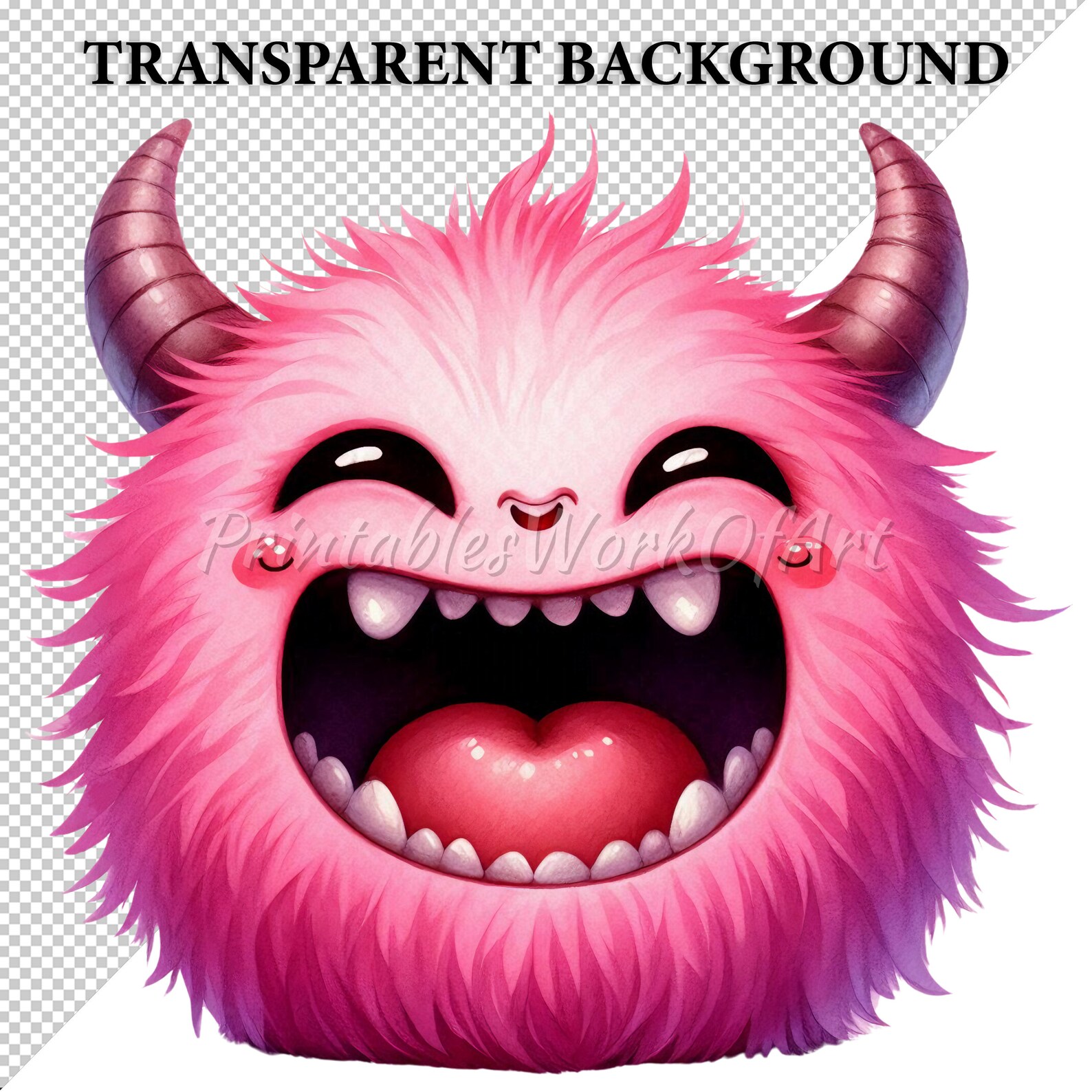 Cute Kawaii Monster Clip Art - 18 Watercolor Pngs for Kids Stickers ...