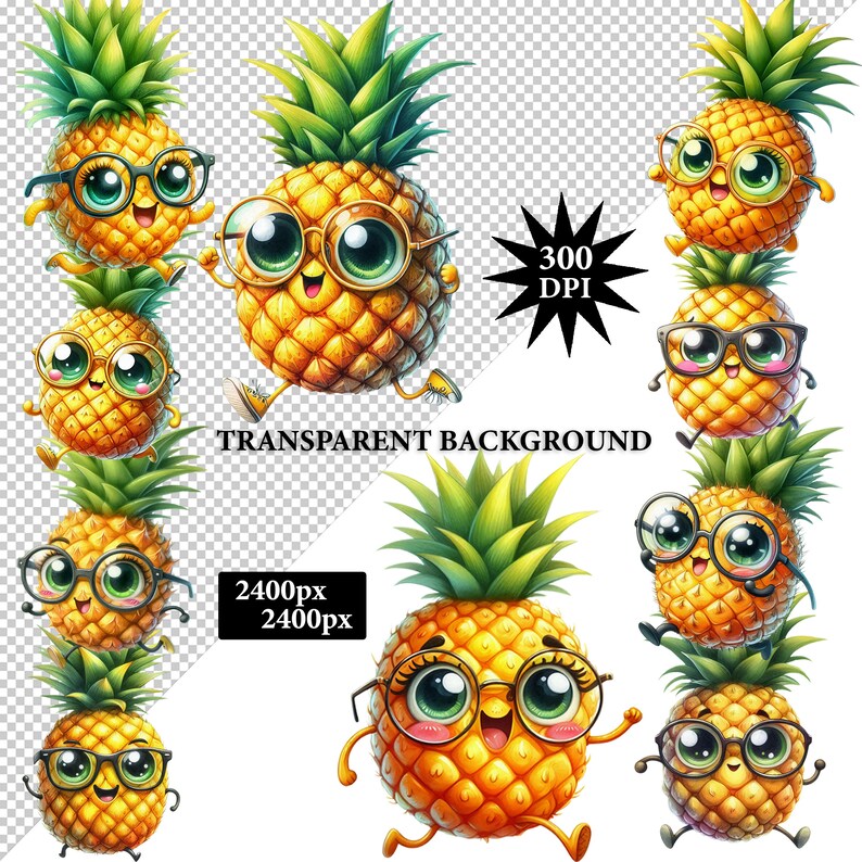 10 Running Pineapple Watercolor PNG Clipart, High Quality Transparent ...