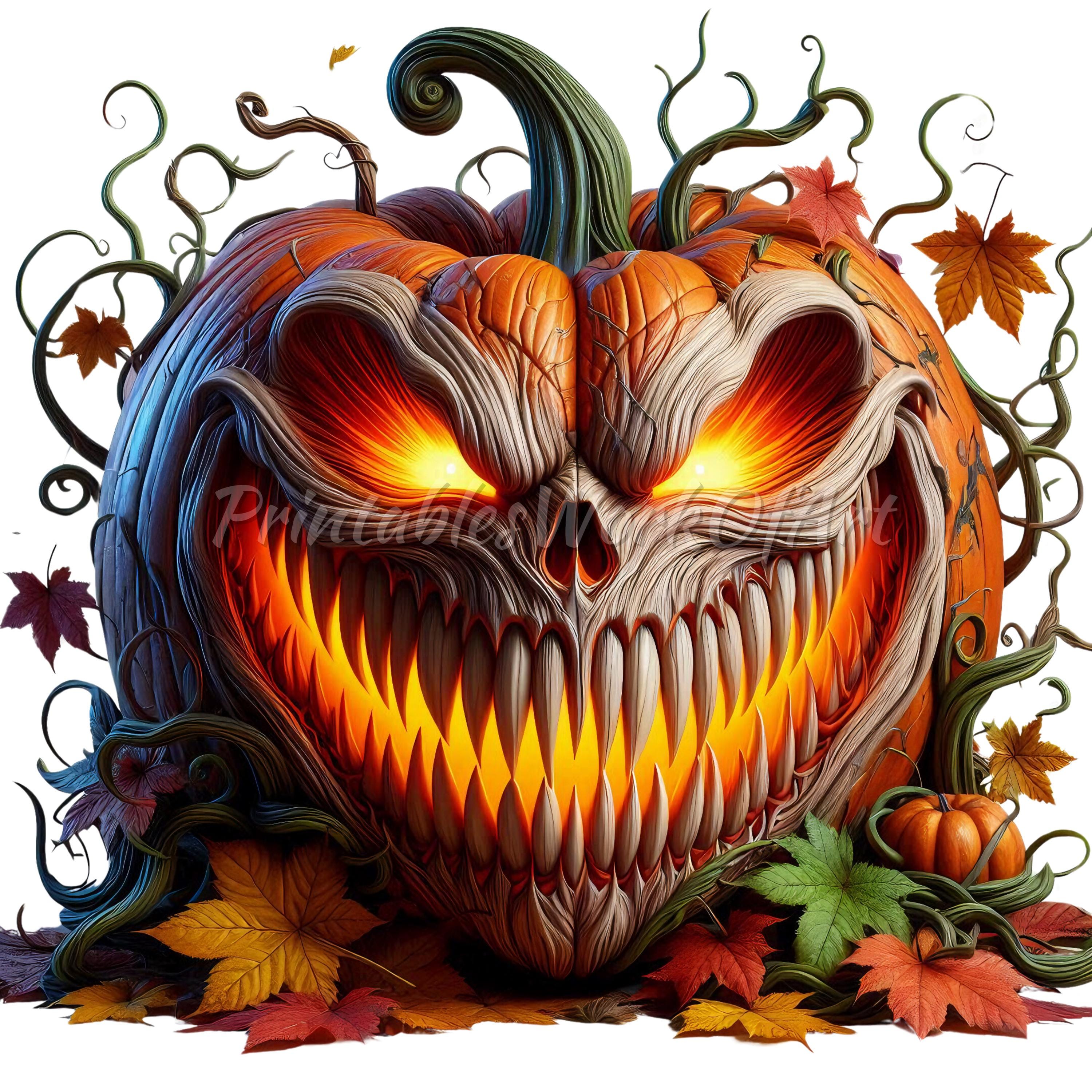 Evil Pumpkin Monster Clipart Bundle - Terrifying Jack O' Lanterns ...