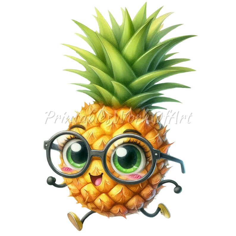10 Running Pineapple Watercolor PNG Clipart, High Quality Transparent ...