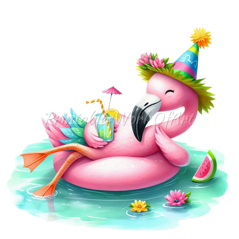 Watercolor Cute Flamingo Clipart, Beach Flamingo Nursery, Pink Tropical ...