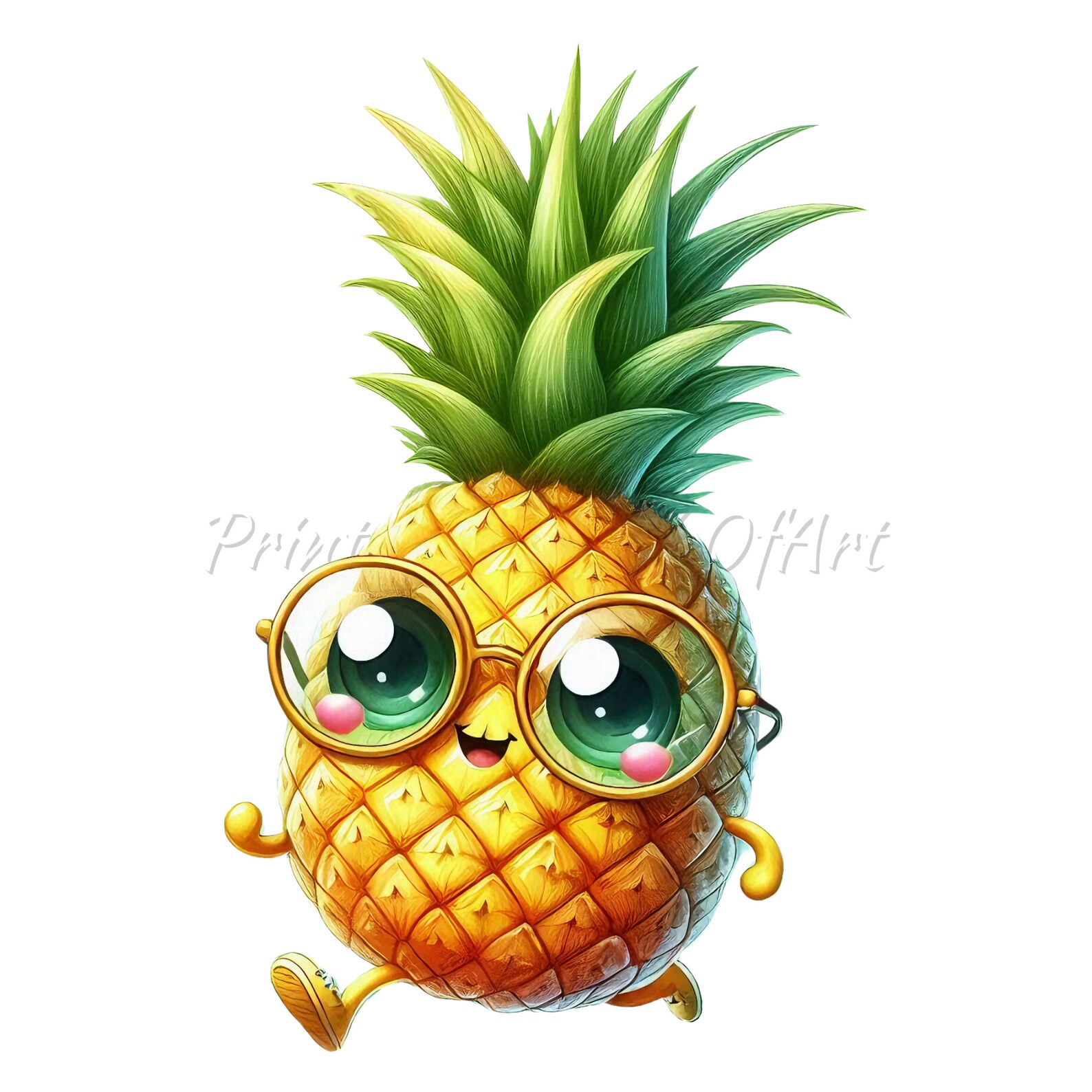 10 Running Pineapple Watercolor PNG Clipart, High Quality Transparent ...