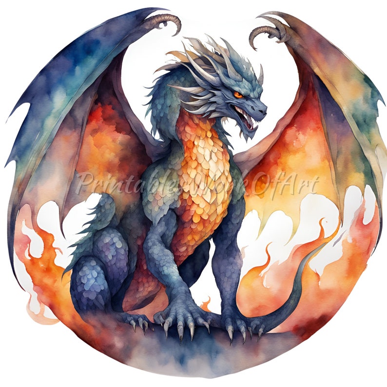 Mystic Dragons Watercolor Set of 10 JPG Files Artistic Clipart ...