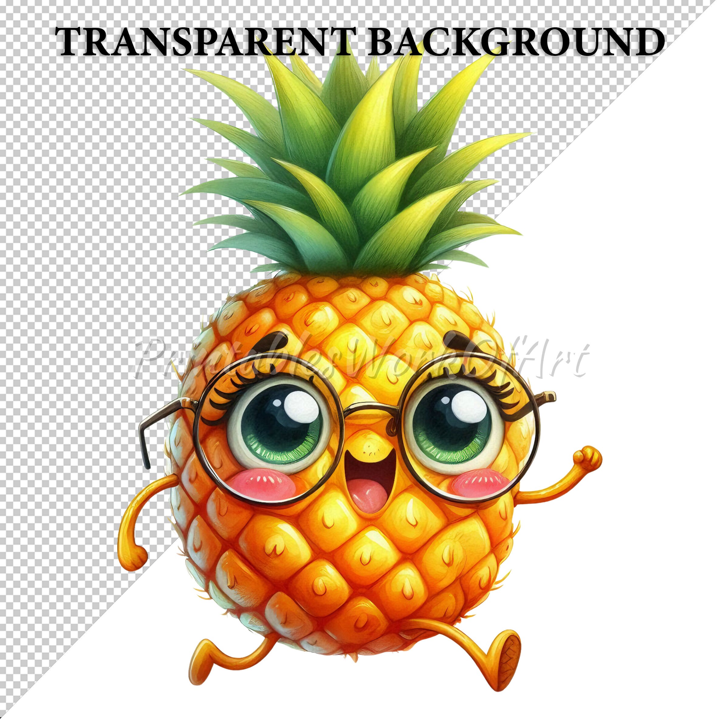 10 Running Pineapple Watercolor PNG Clipart, High Quality Transparent ...