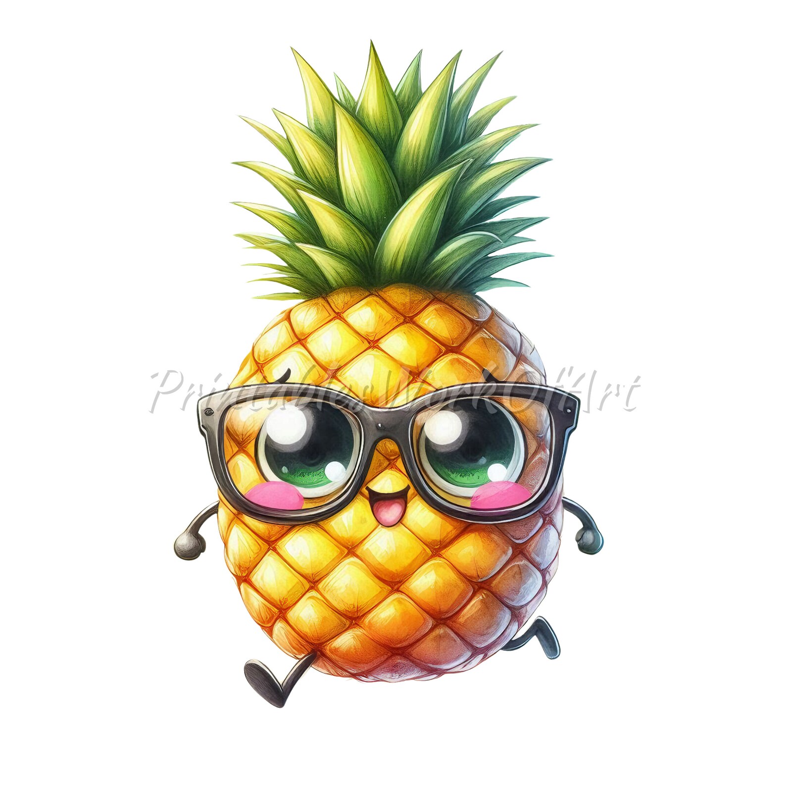 10 Running Pineapple Watercolor PNG Clipart, High Quality Transparent ...