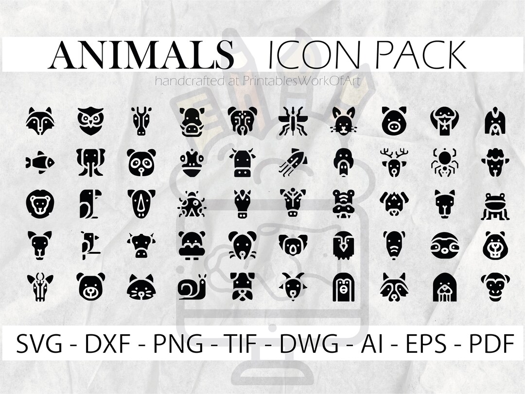 SVG Animals Icon Pack - 50 Designs | Animals Silhouette Pack, Digital ...