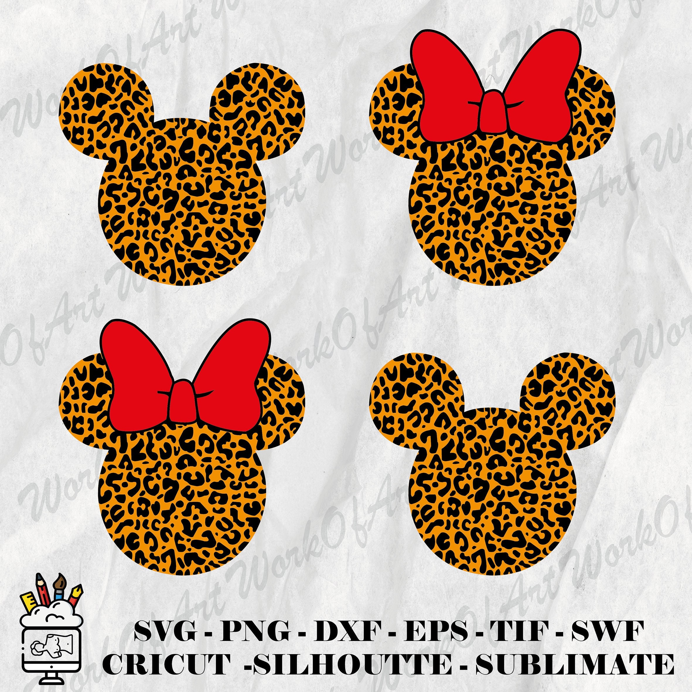 Leopard Mickey Mouse Silhouette: SVG, PNG, EPS, Cricut Cut File - Etsy