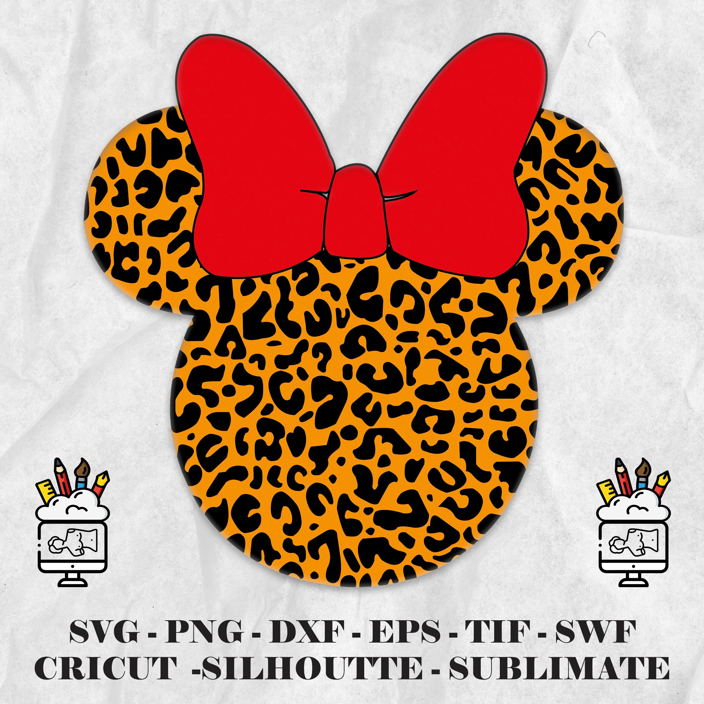 Leopard Mickey Mouse Silhouette: SVG, PNG, EPS, Cricut Cut File - Etsy