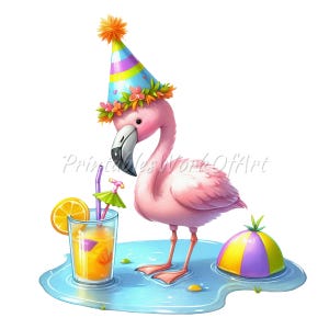 Watercolor Cute Flamingo Clipart, Beach Flamingo Nursery, Pink Tropical ...