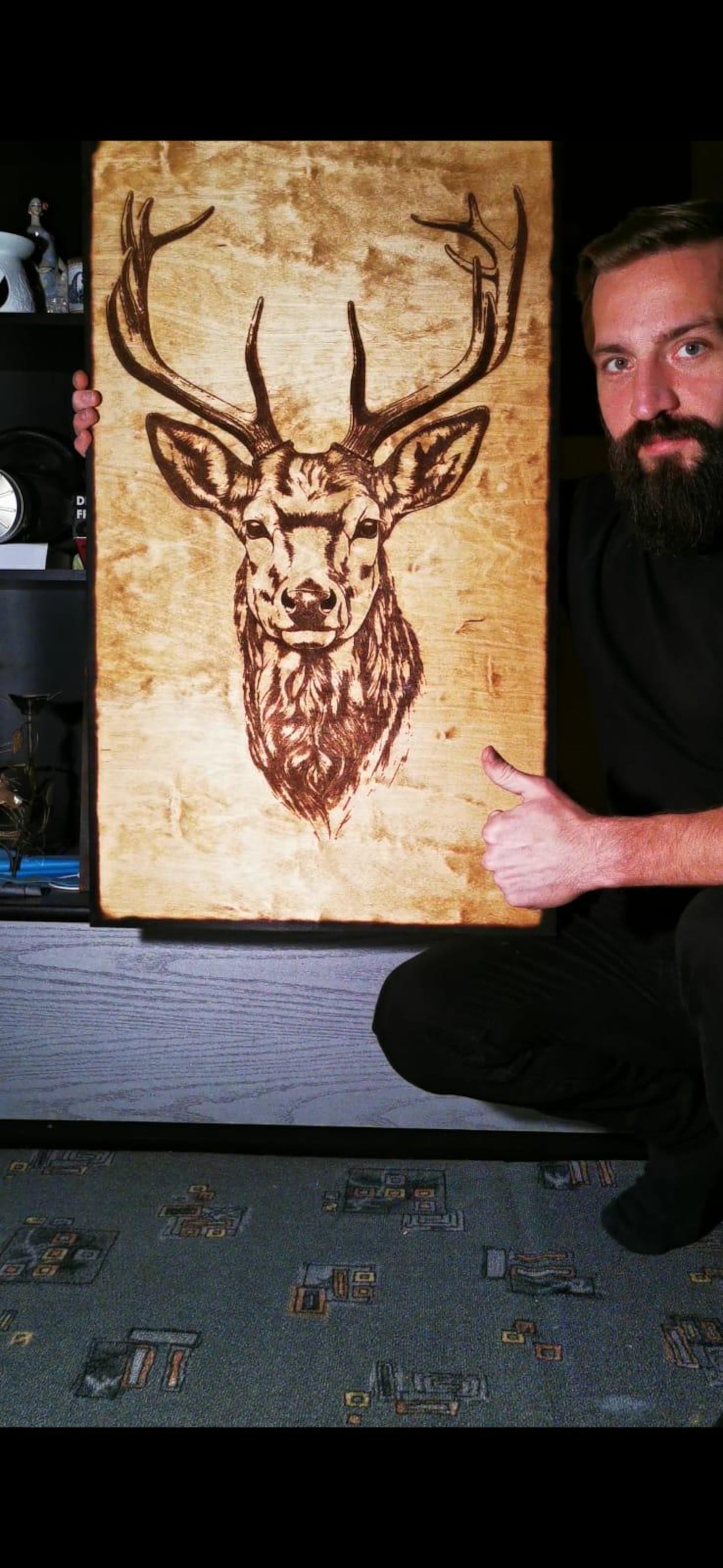 Hand Burned Deer on Wood | Pyrography | Home Wall Decor | Woodburning ...