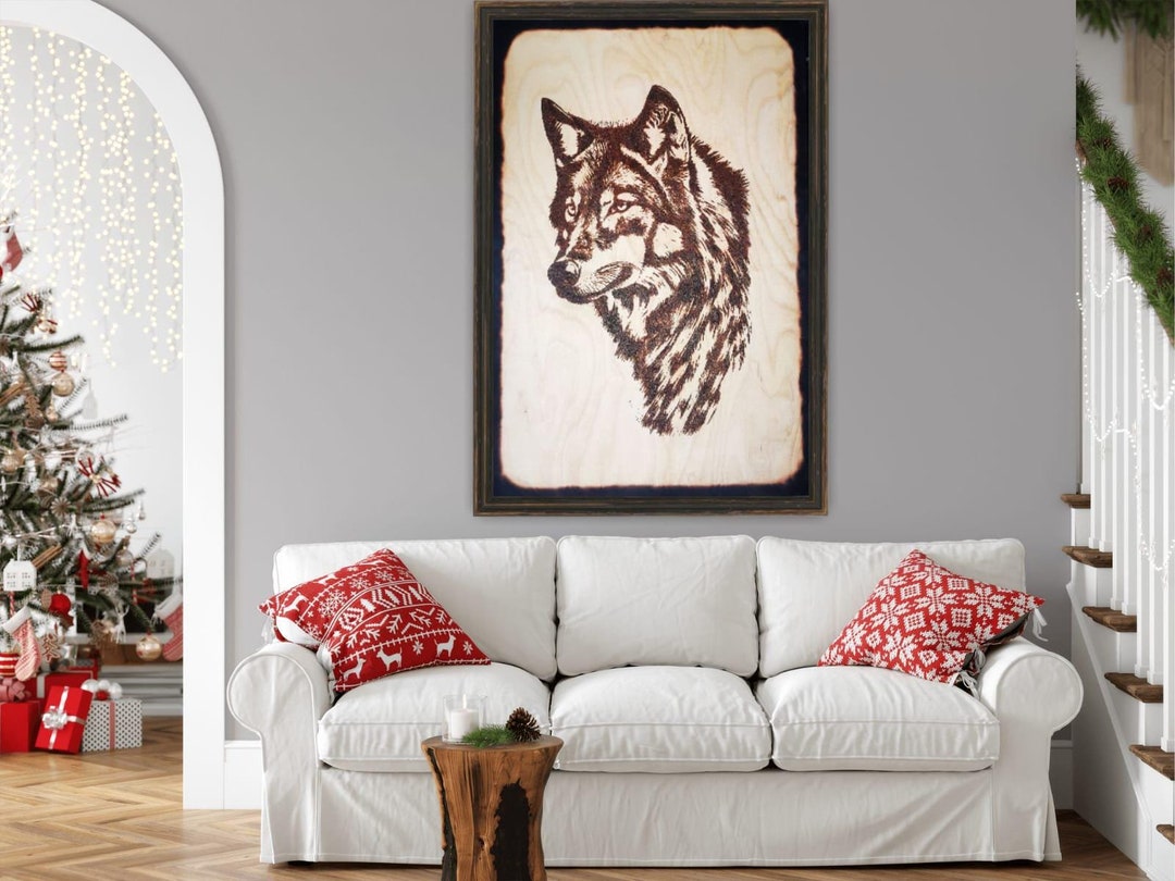 Hand Burned Wolf on Wood | Pyrography | Home Wall Decor | Woodburning ...