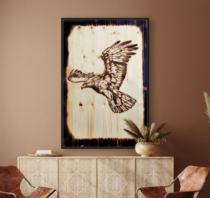 Woodburned Eagle | Pyrography | Home Wall Decor | Woodburning - Etsy