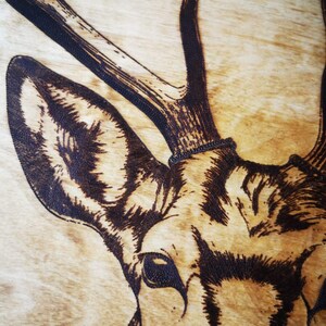 Hand Burned Deer on Wood | Pyrography | Home Wall Decor | Woodburning ...