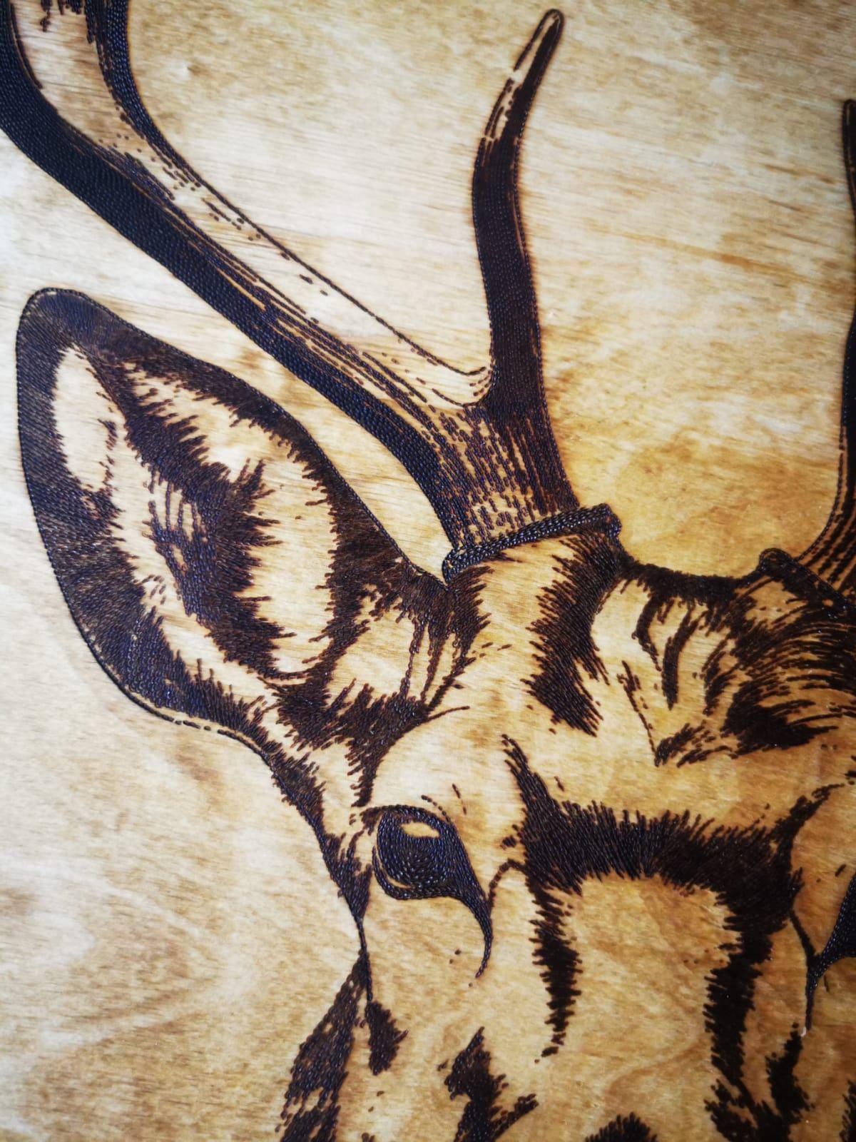 Hand Burned Deer on Wood | Pyrography | Home Wall Decor | Woodburning ...