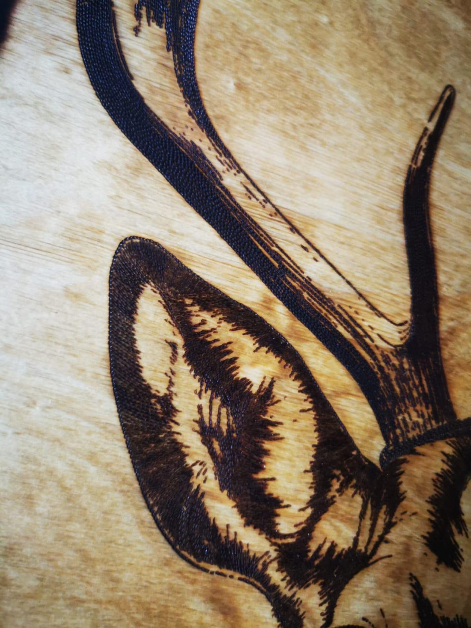 Hand Burned Deer on Wood | Pyrography | Home Wall Decor | Woodburning ...