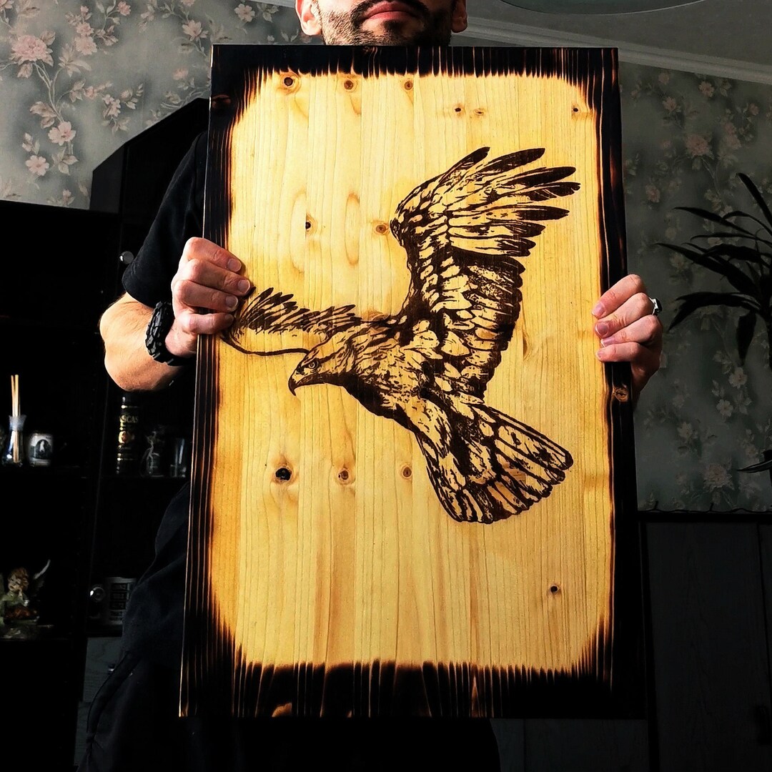 Woodburned Eagle | Pyrography | Home Wall Decor | Woodburning - Etsy