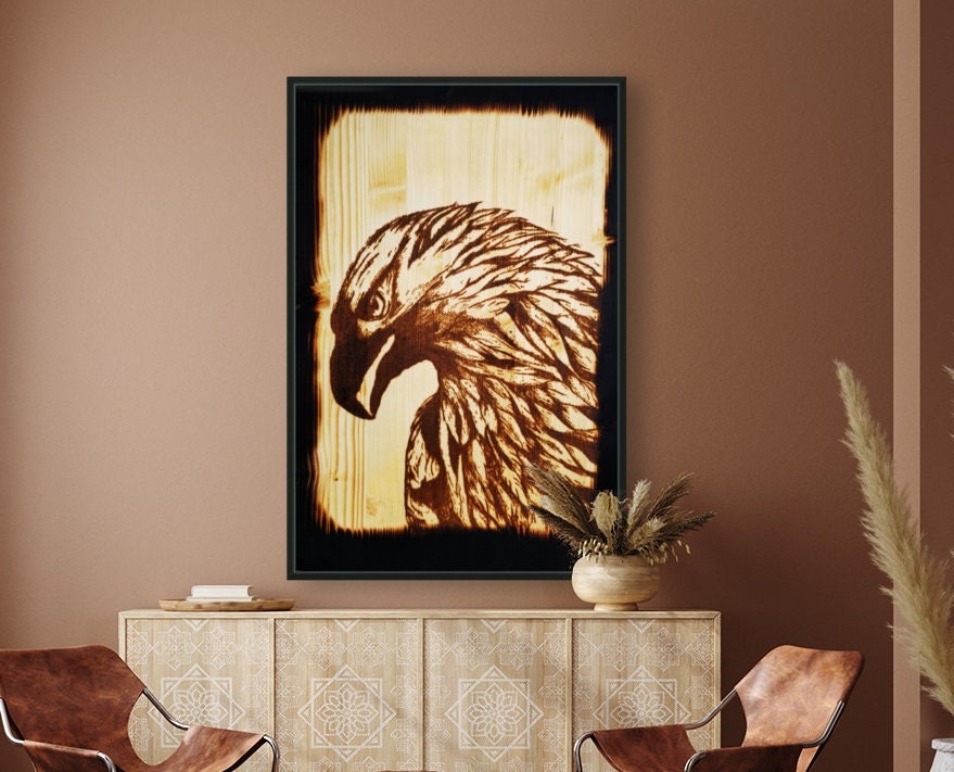 Woodburned Eagle Pyrography Home Wall Decor Woodburning - Etsy