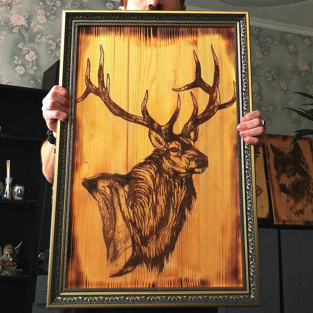 Woodburned Deer | Pyrography | Home Wall Decor | Woodburning - Etsy