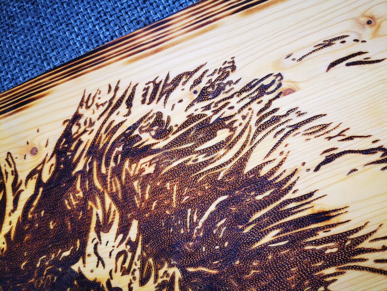 Woodburned Wolf | Pyrography | Home Wall Decor | Woodburning - Etsy