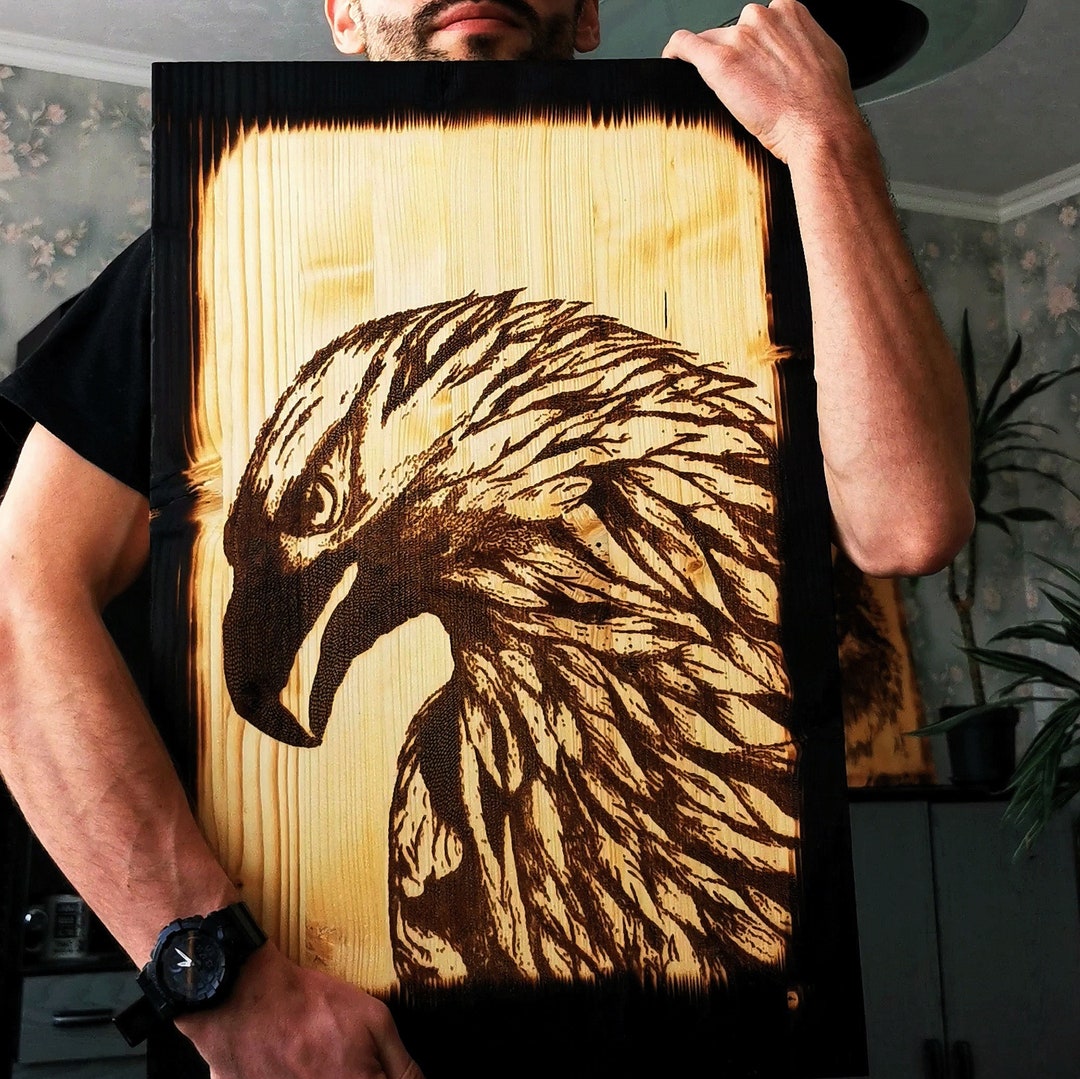Woodburned Eagle Pyrography Home Wall Decor Woodburning - Etsy