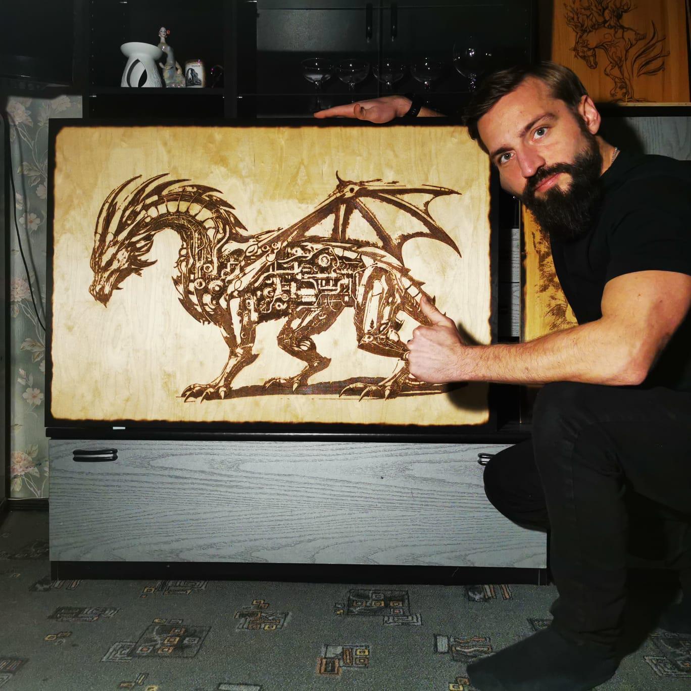 Hand Burned Dragon on Wood | Pyrography | Home Wall Decor | Woodburning ...
