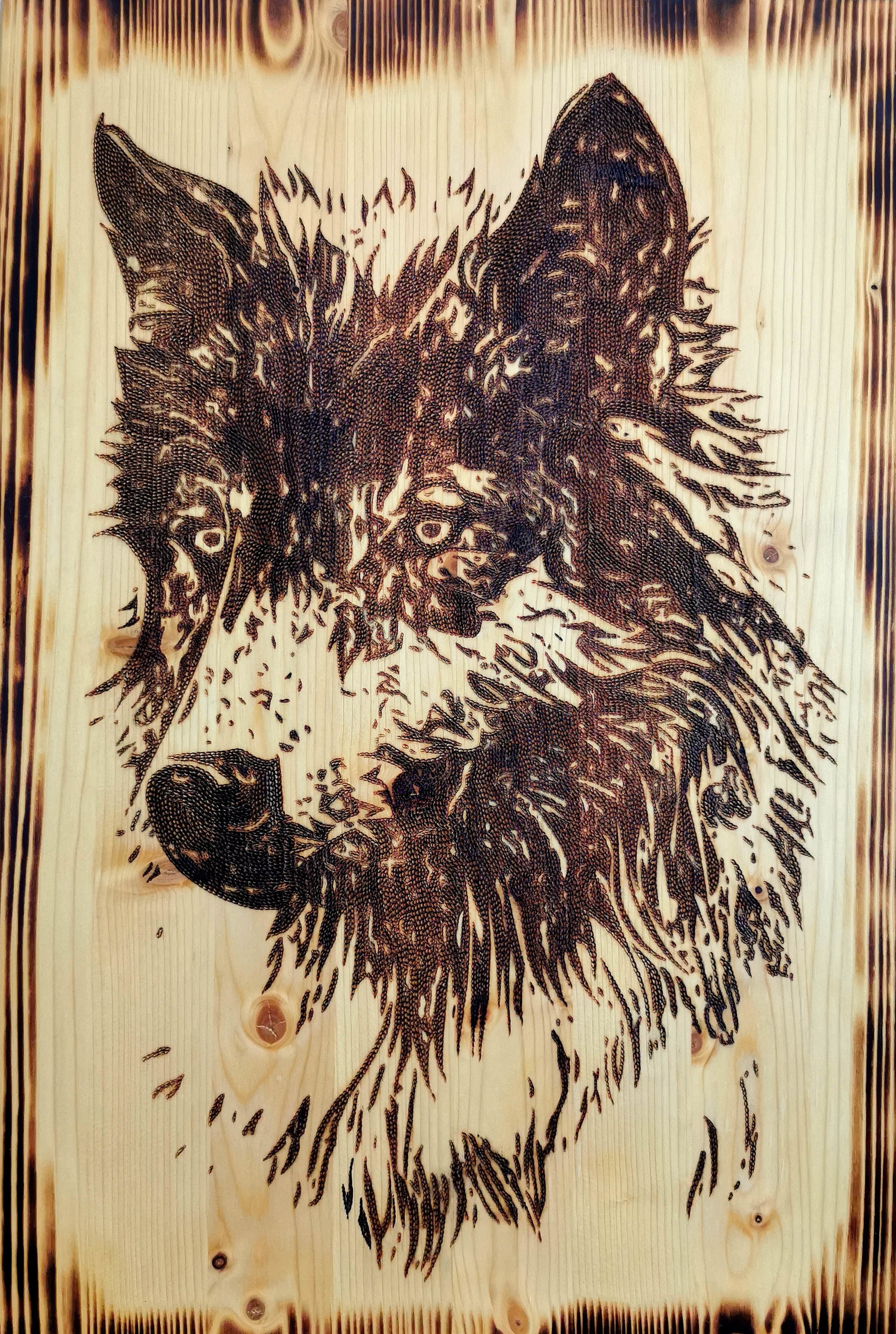 Woodburned Wolf | Pyrography | Home Wall Decor | Woodburning - Etsy