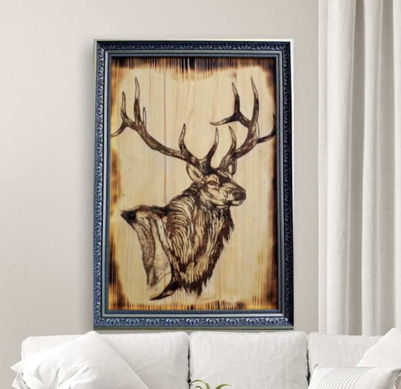 Woodburned Deer | Pyrography | Home Wall Decor | Woodburning - Etsy