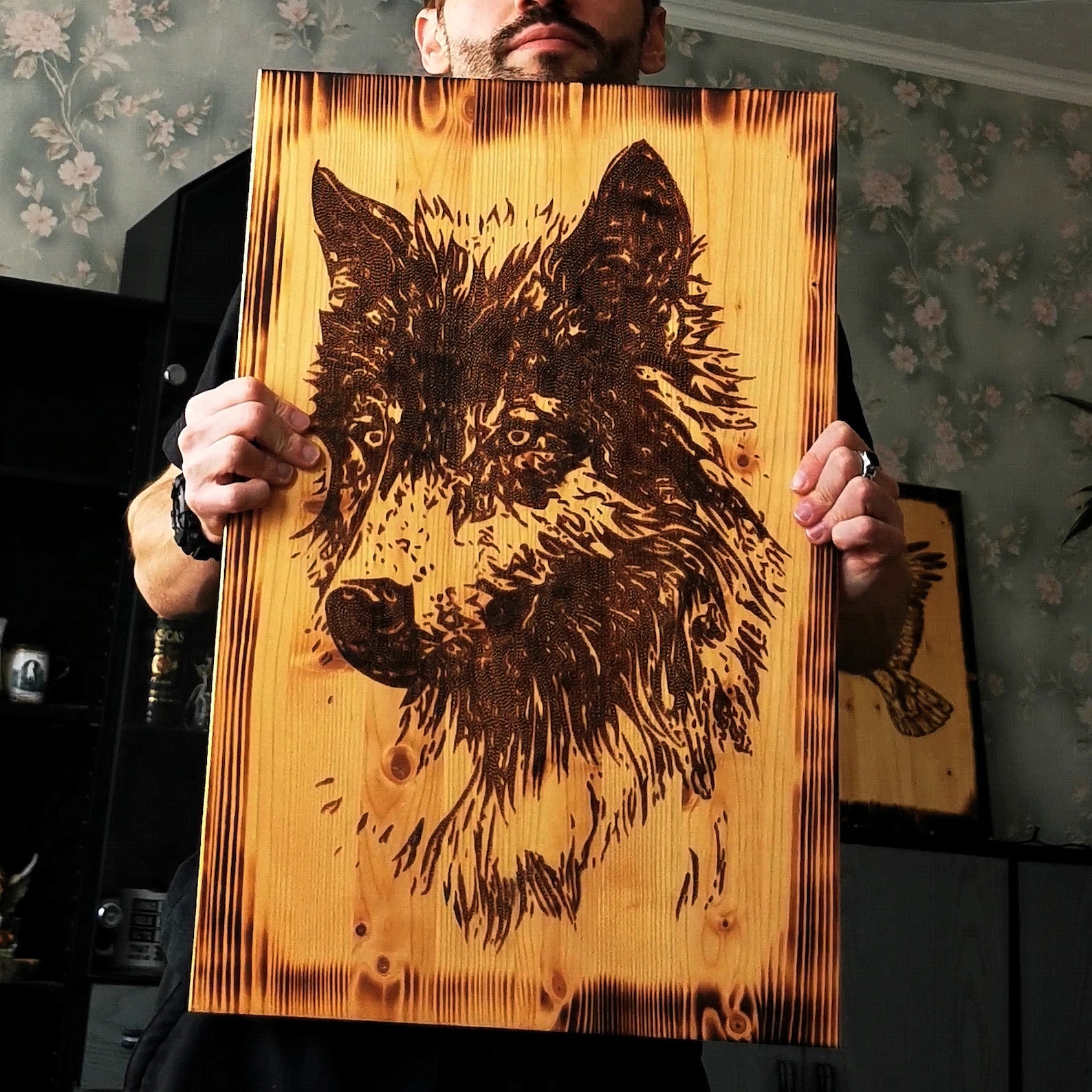 Woodburned Wolf | Pyrography | Home Wall Decor | Woodburning - Etsy