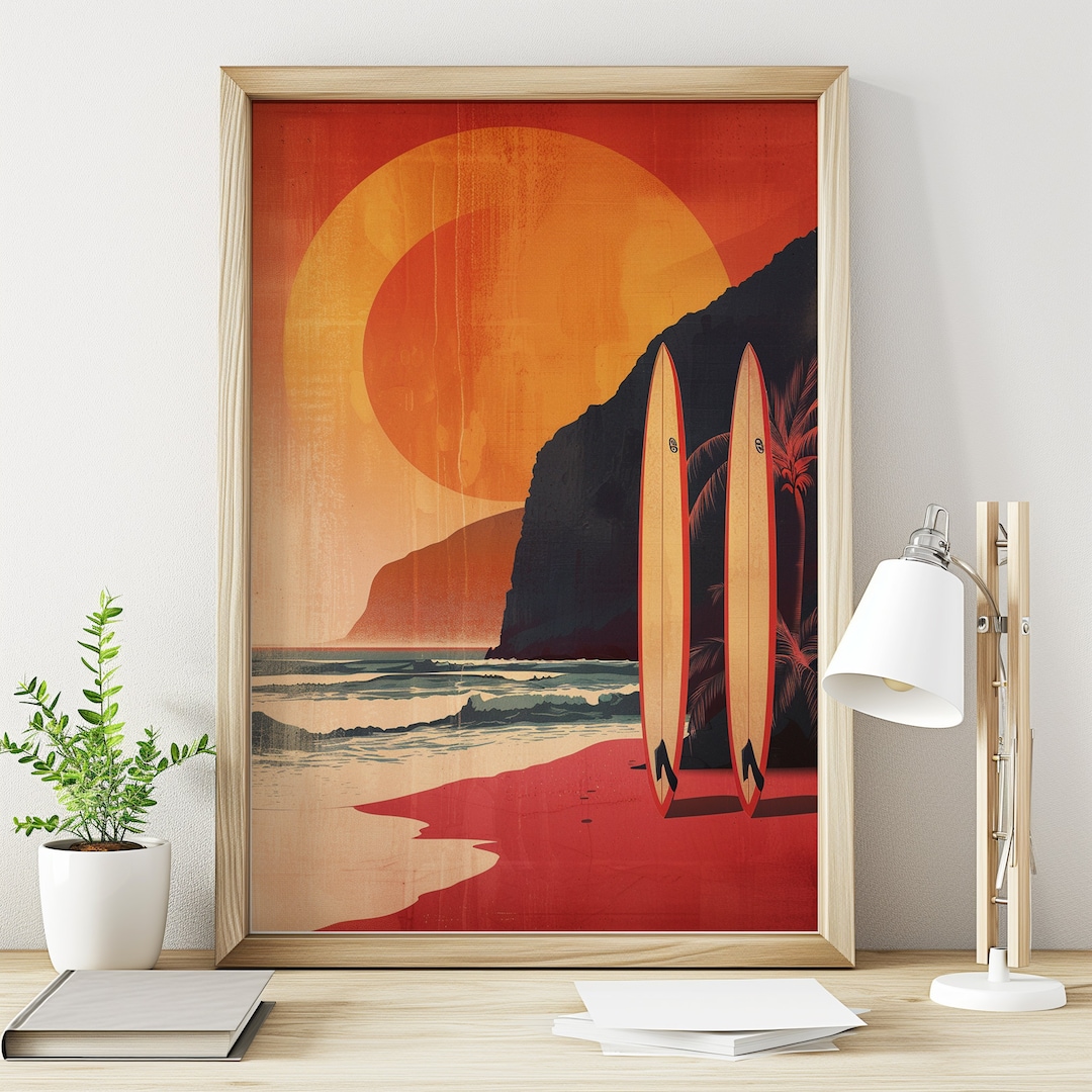 Surfing Solstice - Surfing Poster, Surf Art, Beach, Surfing Print ...