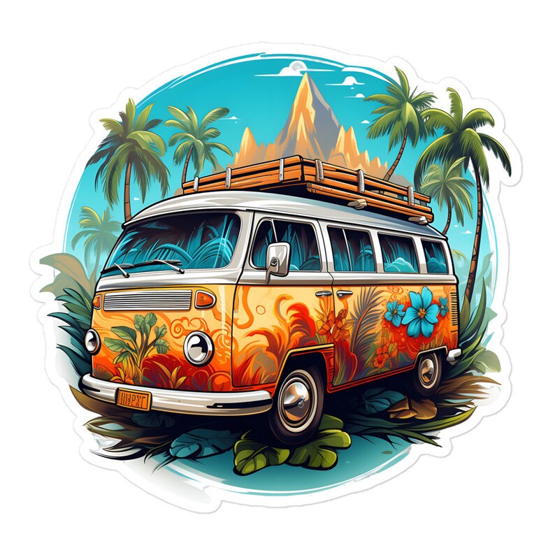 Camper Surf Van Sticker Sticker for Laptop Hydroflask - Etsy