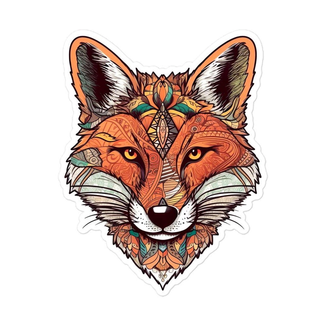 Red Fox Sticker – Tribal Pattern Vinyl Decal - Etsy