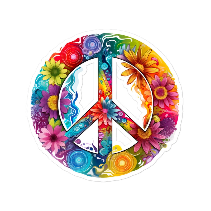 Floral Peace Sign - Etsy