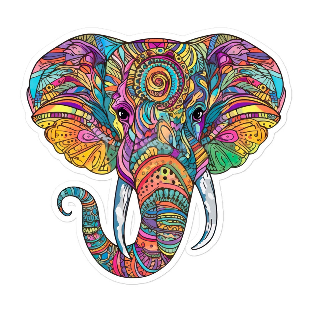 Boho Tribal Elephant Sticker - Sticker for Laptop, Hydroflask Sticker ...