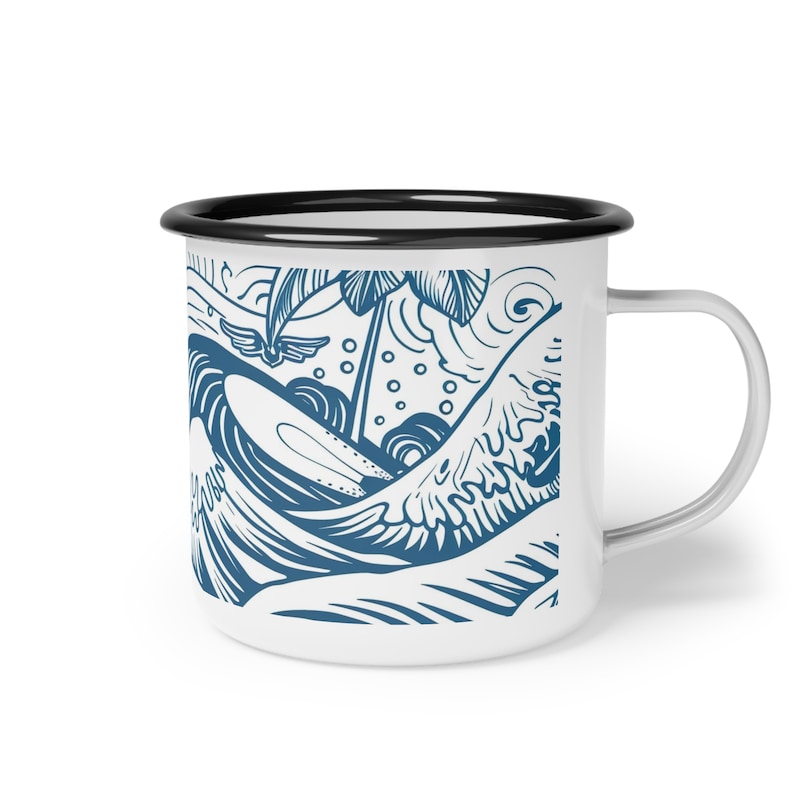 Ocean Wave Mug - Surf Coffee Mug - Enamel Camp Cup - Surfer Gift - Gift ...